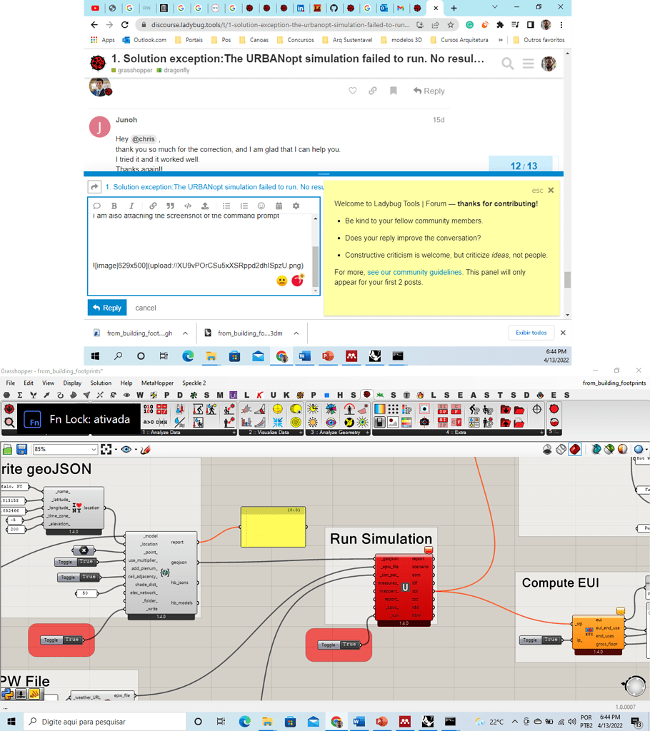 The URBANopt simulation stars but fails to run on Windows - dragonfly - Ladybug Tools | Forum