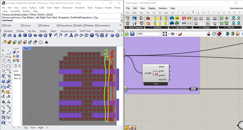 Honeybee daylight simulation - grid row - ladybug-tools - Ladybug Tools ...
