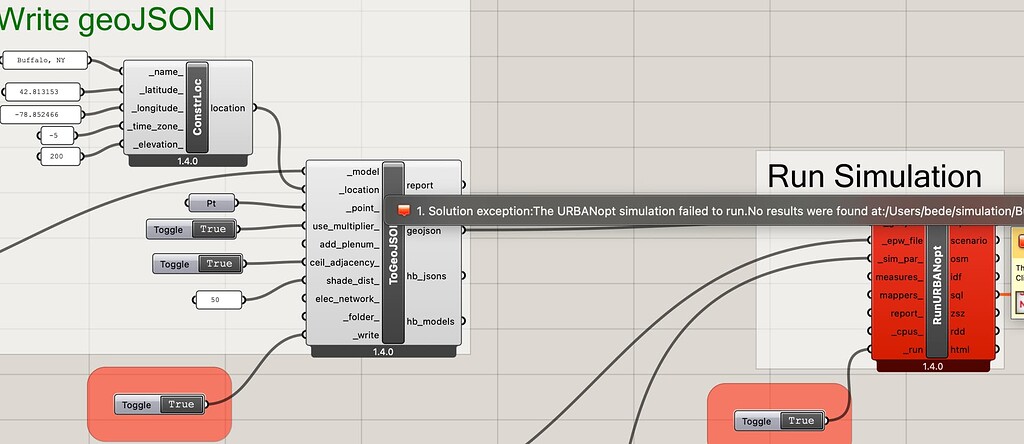 URBANopt Simulation on Mac - The URBANopt simulation failed to run. No results were found at ...